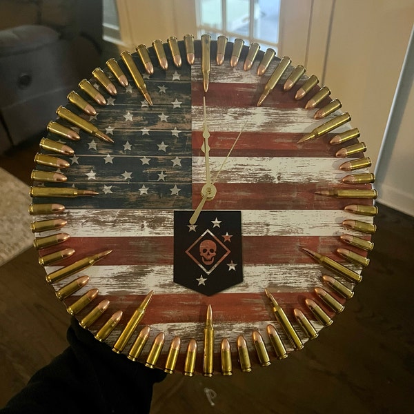 Original Patriotic Flag & Bullet Clock. the Ultimate Veteran Gift and ...