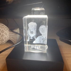 3D Crystal Glass Trophy Laser LED Wooden Small Light Stand Base Display ...