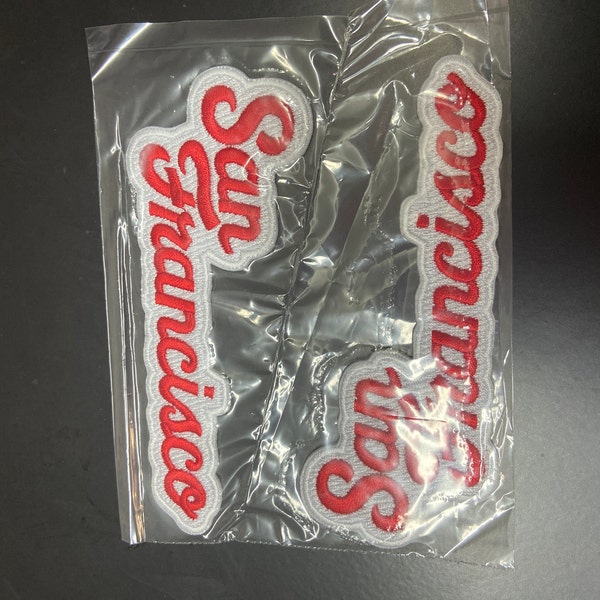 San Francisco Patch - California, Red/white Script Badge 4-5/8" (iron ...