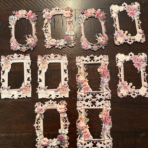 10 Pcs Pack Roman Rose Flower Vintage Paper Picture Frames, Mirror ...