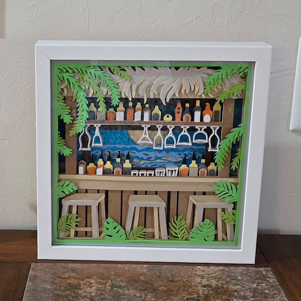3D SVG Beach Bar Shadow Box, Beach Bar 3D Svg, Drinks 3d SVG, Summer 3d ...
