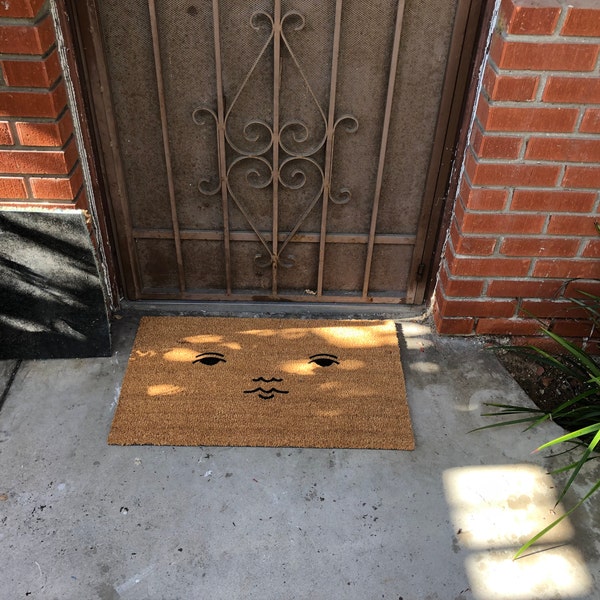 Face Doormat . Welcome Mat . Gift for Her . Coir Mat . Custom Door Mat ...
