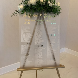 Acrylic Wedding Seating Chart Table Seating Chart Alphabetical Seating ...