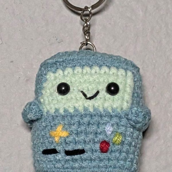 Cute Blue BMO Crochet Keychains, Cute Keychains, BMO Crochet Keychain ...