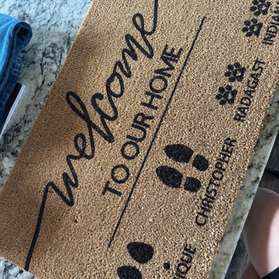 Custom Family & Pet Name Welcome Mat Custom Names Doormat Welcome Mat ...
