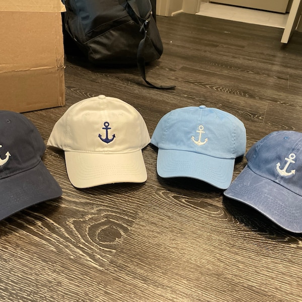 Anchor Hat Embroidered Baseball Dad Cap, Vessel, Sea, Ocean, Beach ...