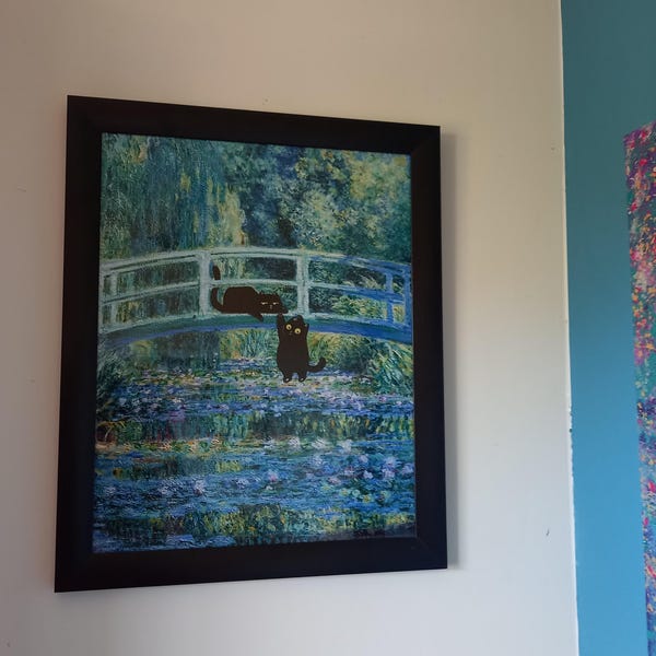 Monet Garden Cat Print, Claude Monet Cat Poster, Cat Art, Animal Poster ...