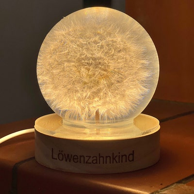 Dandelion Night Light, Real Dandelion Puff Paperweight, Flower Epoxy ...