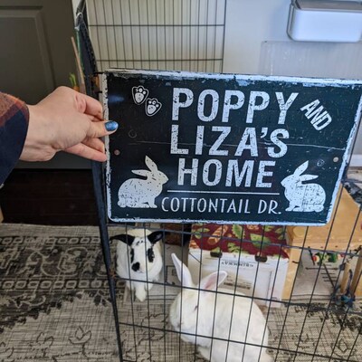 Vintage Style Personalized Custom 2 Bunny Rabbit Hutch Cute Metal Sign ...