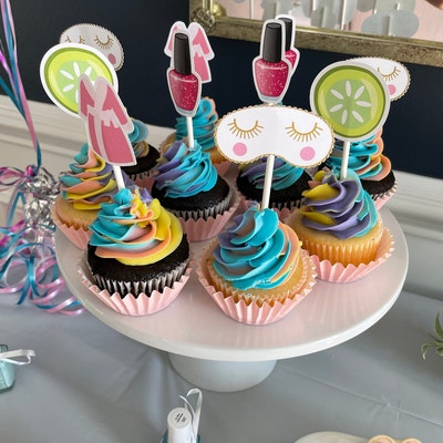Spa Cupcake Toppers Spa Birthday Cupcake Toppers Spa Party Cupcake ...