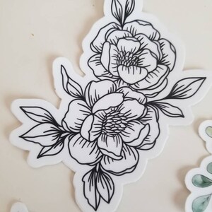 Pink Peony Design Sticker 3x3 in. | Etsy