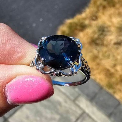 Ruby Ring/ Sterling Silver/ 20ct Big Huge Square Cut Simulated Red Gem ...