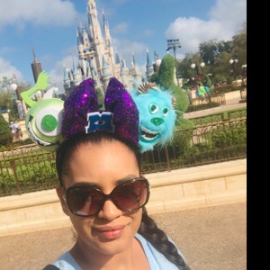 Monsters Inc/ Pixar Fest Inspired Minnie Mouse Ears With Sequins Bow - Etsy