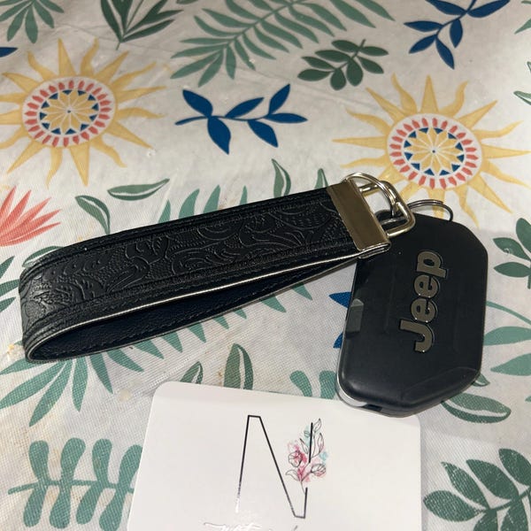 Cherry Blossom Vegan Leather Wristlet Keychain Key Chain, Bridesmaid ...