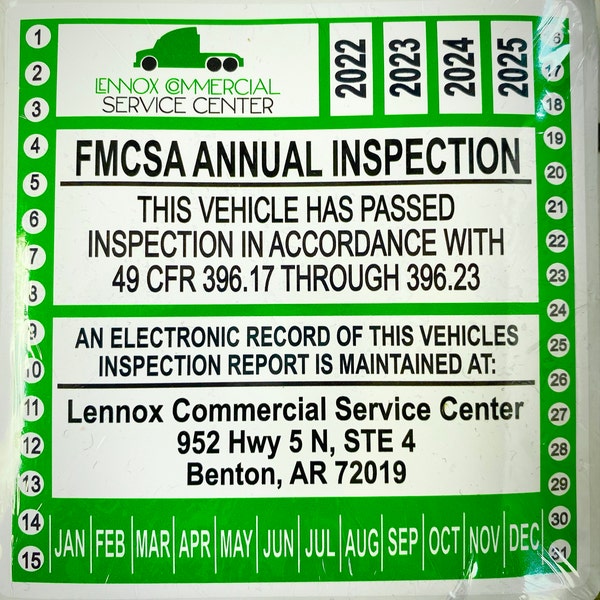 Personalized 2025 DOT Vehicle Inspection Sticker: FMCSA or FHWA - Etsy