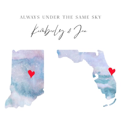 Custom Love Map Printable, Long Distance Relationship Map, Long ...