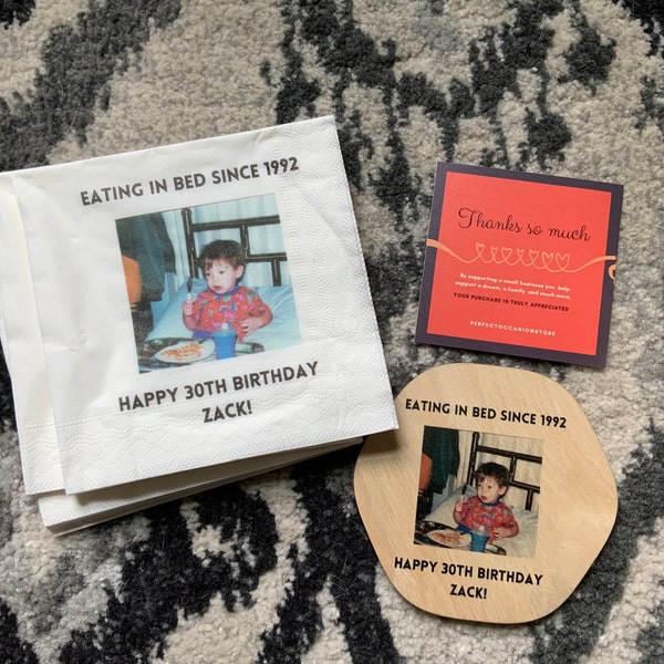 50 Personalized Birthday Party Napkins / Photo Napkins / Custom ...