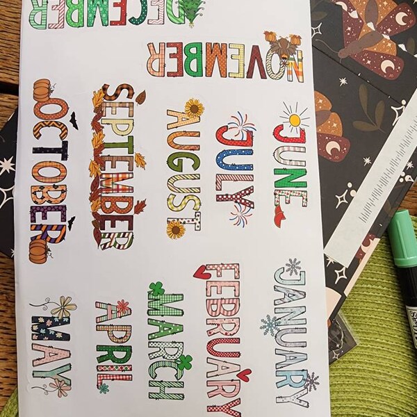 Month Sticker | Scrapbook Sticker | Planner Sticker | Journal Stickers ...