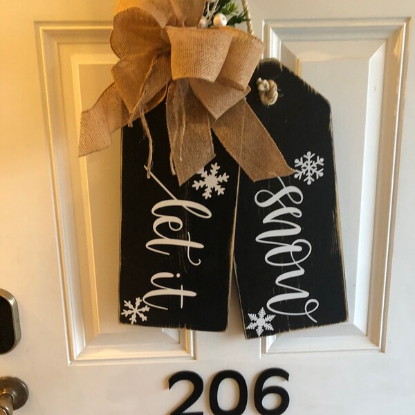 Let It Snow, Large Wooden Door Tag, Door Hanger, Farmhouse, Christmas ...