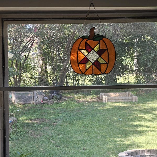 DIGITAL DOWNLOAD Pattern | Patchwork Pumpkin Stained Glass Pattern ...