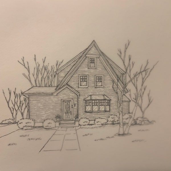 Custom Home Sketch: Pen and Ink House Portrait, Realtor Gift - Etsy