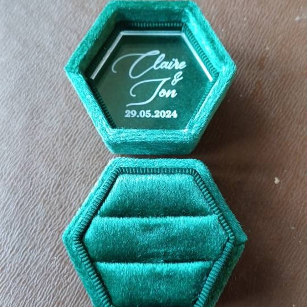 Personalized Velvet Ring Box, Wedding Ring Box, Engagement Ring Box ...