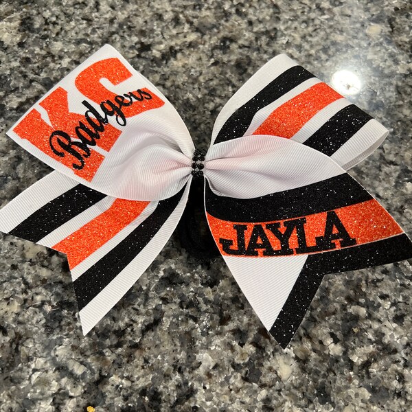 Custom Cheer Bow - Custom Letter / Mascot or Letters (CHS BHS Etc) W ...