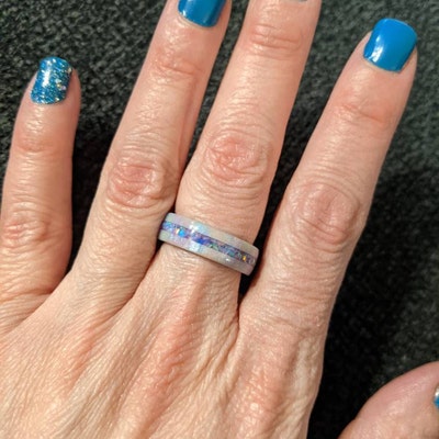 Unicorn Poop Ring With Opal Inlay 6mm Width Diamond Dust Ring ...