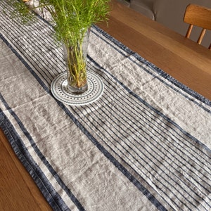 French Style Linen Table Runner, Striped Linen Table Runner ...