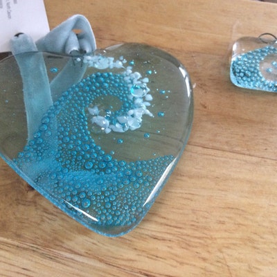 Christmas Tree Fused Glass Decoration With 2 Robins - Etsy UK