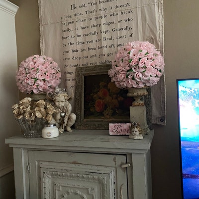 White and Pink Vintage Tole Candleholder/ Shabby Cottage Chic - Etsy