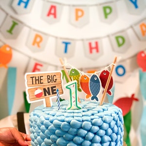 Fishing Cake Toppers, Printable Cake Toppers, the Big One Cake Topper ...