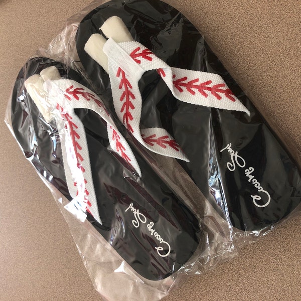 Embroidered Baseball Flip Flops Baseball Slippers Baseball Sandals ...