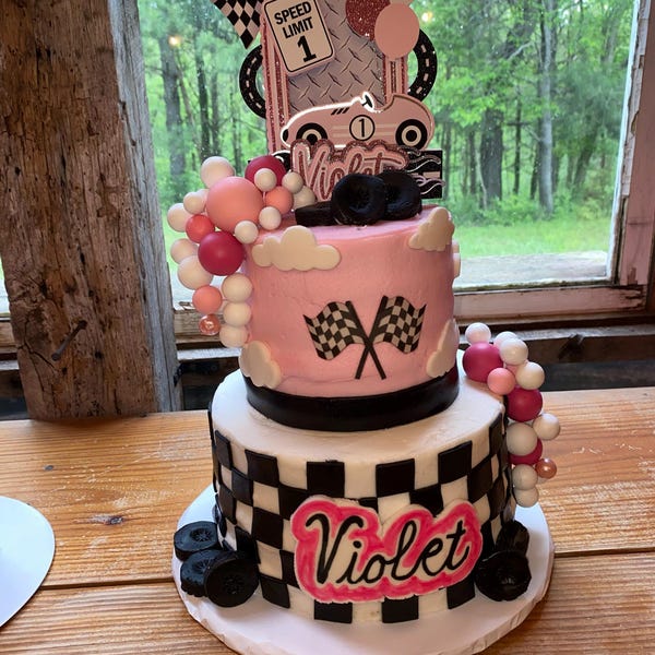 Girly Race Car Cake Topper: Pink Racing Birthday Decor - Etsy