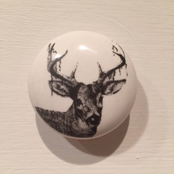 White and Black Deer Antler Knob - Nature Buck Forest Theme ...