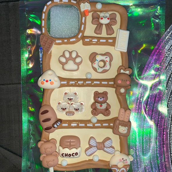 Coffee & Tea Decoden Phone Case, Handmade Whipped Cream Glue - Etsy