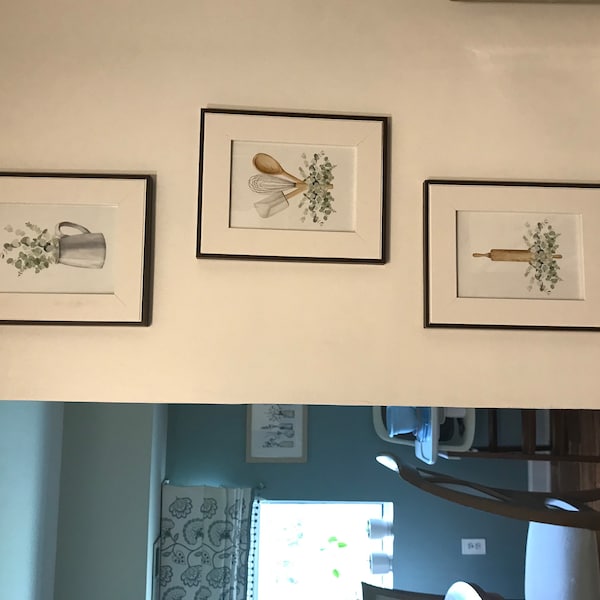 Kitchen Decor. Watercolor Botanical Print Set of 3. Kitchen Wall Art ...