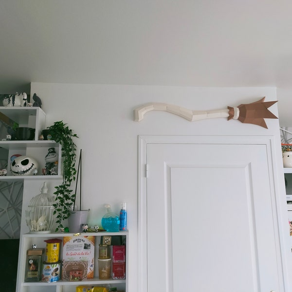 Witch's Broom Papercraft 3D DIY Low Poly Paper Crafts Halloween Wall ...