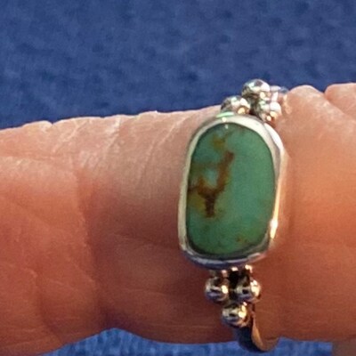 Rectangular Shape Turquoise Ring // 925 Sterling Silver With Genuine ...