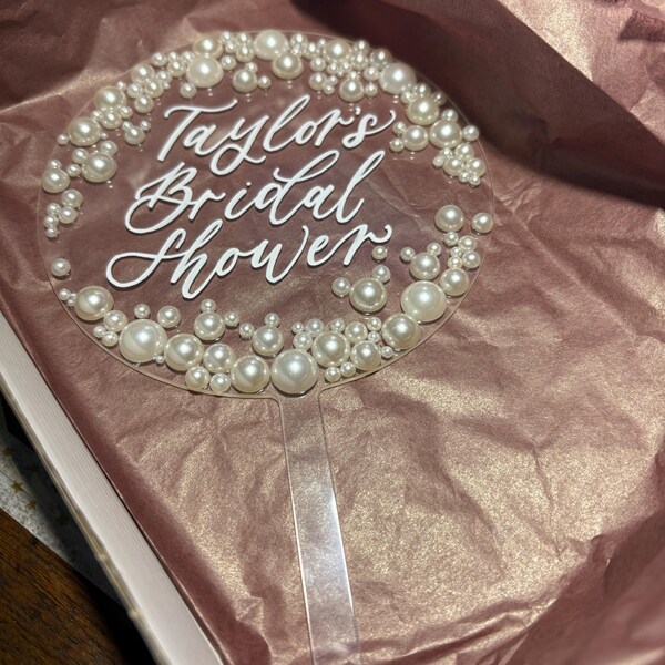 Pearl Acrylic Cake Topper Acrylic Wedding Cake Topper Pearl Cake Topper ...