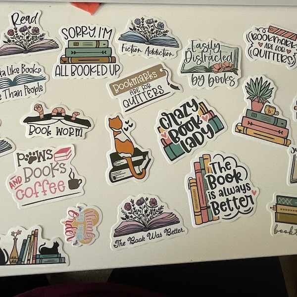 30 PCS Book and Cat Mix Vinyl Sticker Pack | Love Reading | Vinyl ...