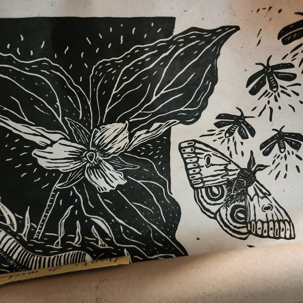 Alligator Linocut, "karst Swimming", Handmade Linocut Print - Etsy