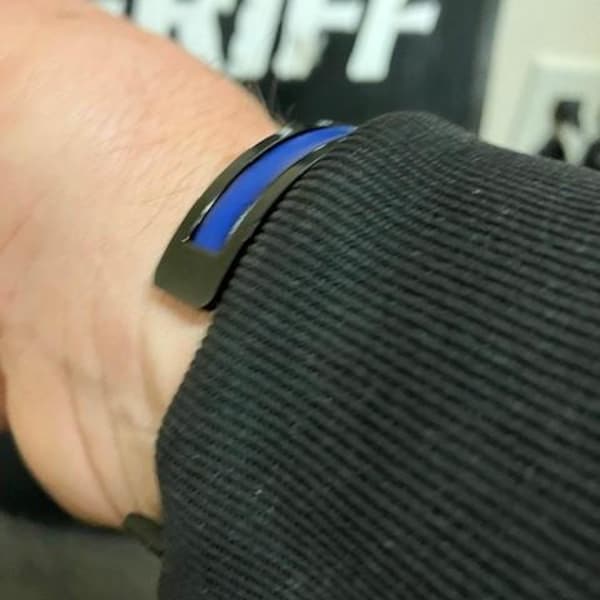 Police Officer Gifts Thin Blue Line Bracelet Black Blue Personalized ...