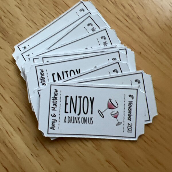 Personalized Wedding Drink Tokens: Ticket Style, 3 Designs (25 per Pack ...