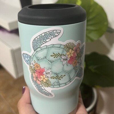 Sea Turtle Floral Sticker Decal - Etsy