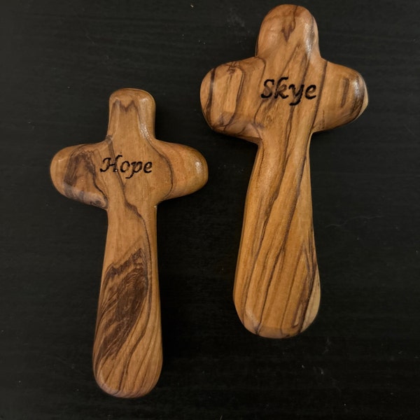 Olive Wood Wall Crucifix With Abalone and Relics From Holy Land, Wall ...