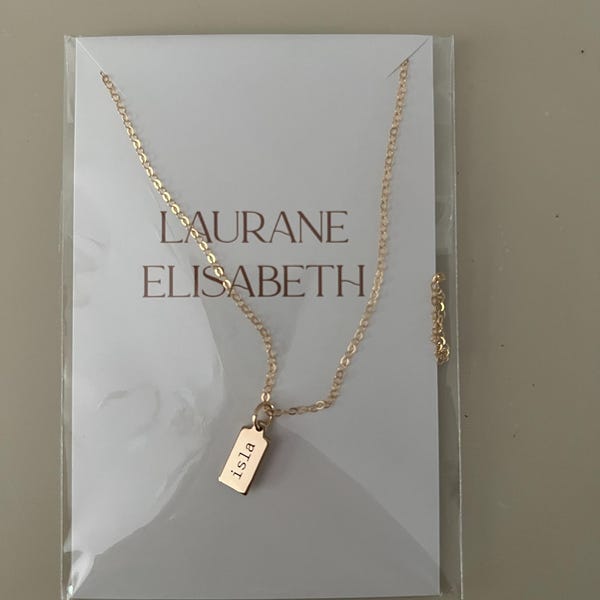 Personalized Mini Tag Necklace • 14K Gold Filled Tag Necklace • Custom ...