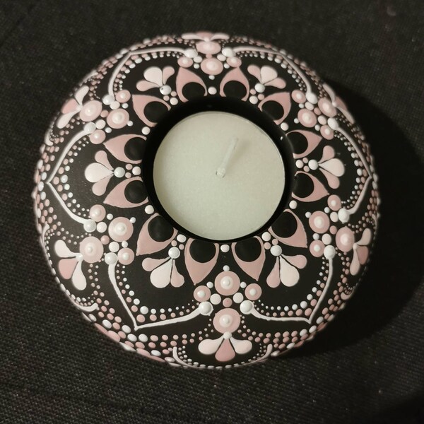 Mandala on Tree Disc, Mandala, Wooden Tealight, Wooden Tealight Holder ...