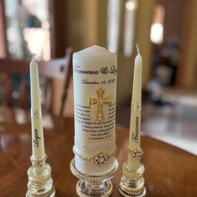 Pearl Wedding Unity Candle Set Champagne Wedding Unity - Etsy