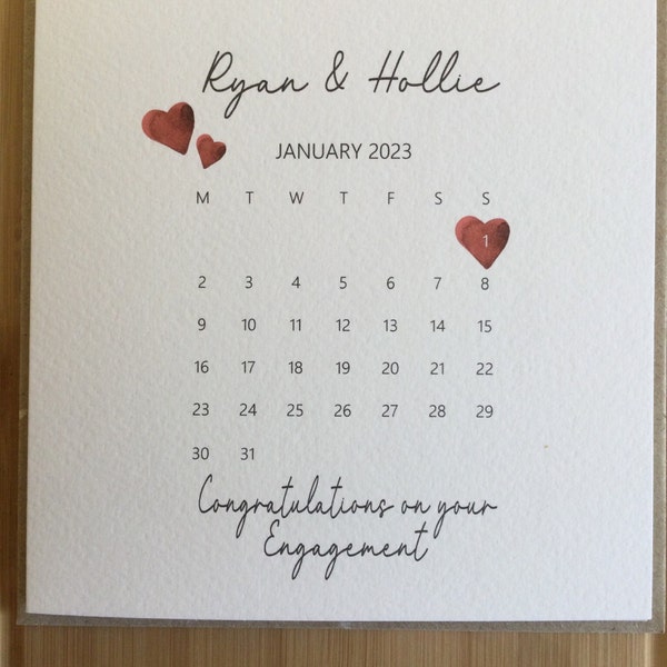 Personalised Engagement Card, Celebration Calendar Card, Engagement ...